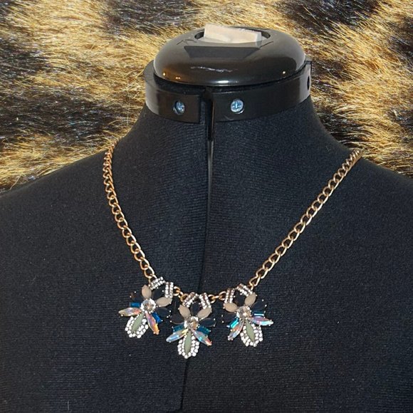 J. Crew | Jewelry | J Crew Blue Gold And Silver Statement Necklace ...